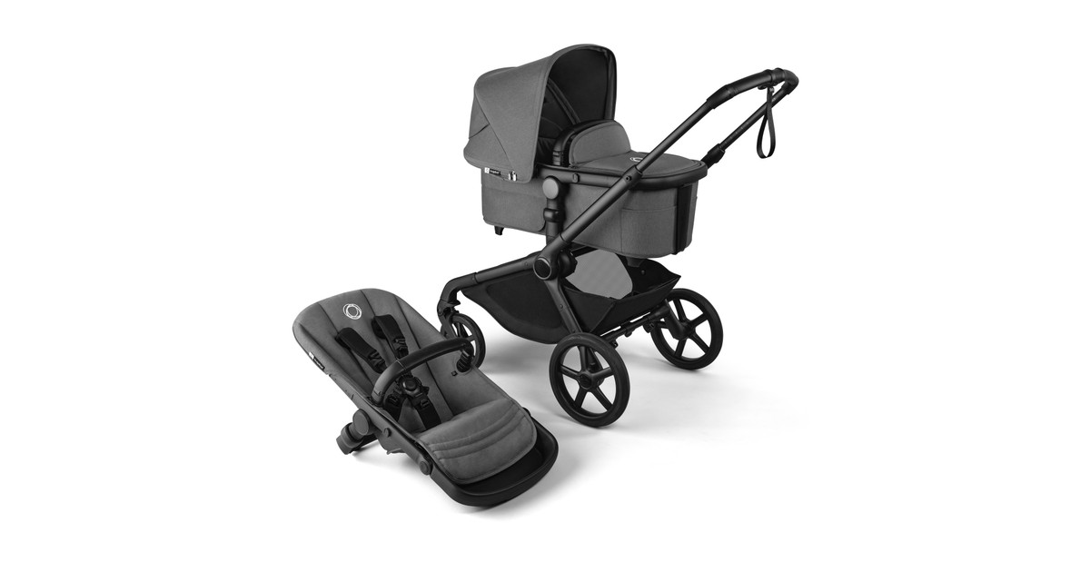 Bugaboo Kangaroo Stroller With Bassinet Black/Moon Grey | Baby Bunting AU