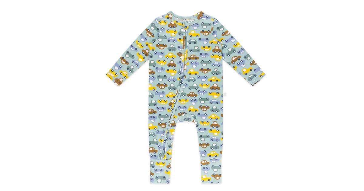 4Baby Onesie Long Sleeve Zip Blue Haze Cars | Baby Bunting AU