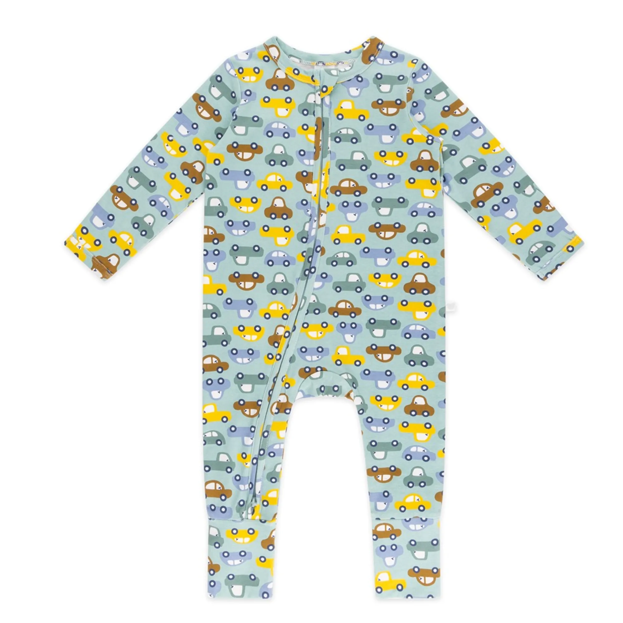 4Baby Onesie Long Sleeve Zip Blue Haze Cars | Baby Bunting AU