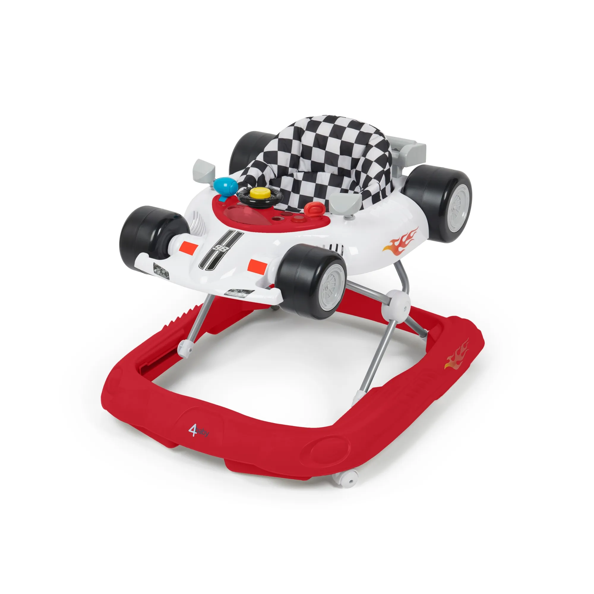 4Baby Racing Car Walker Red-White | Baby Bunting AU
