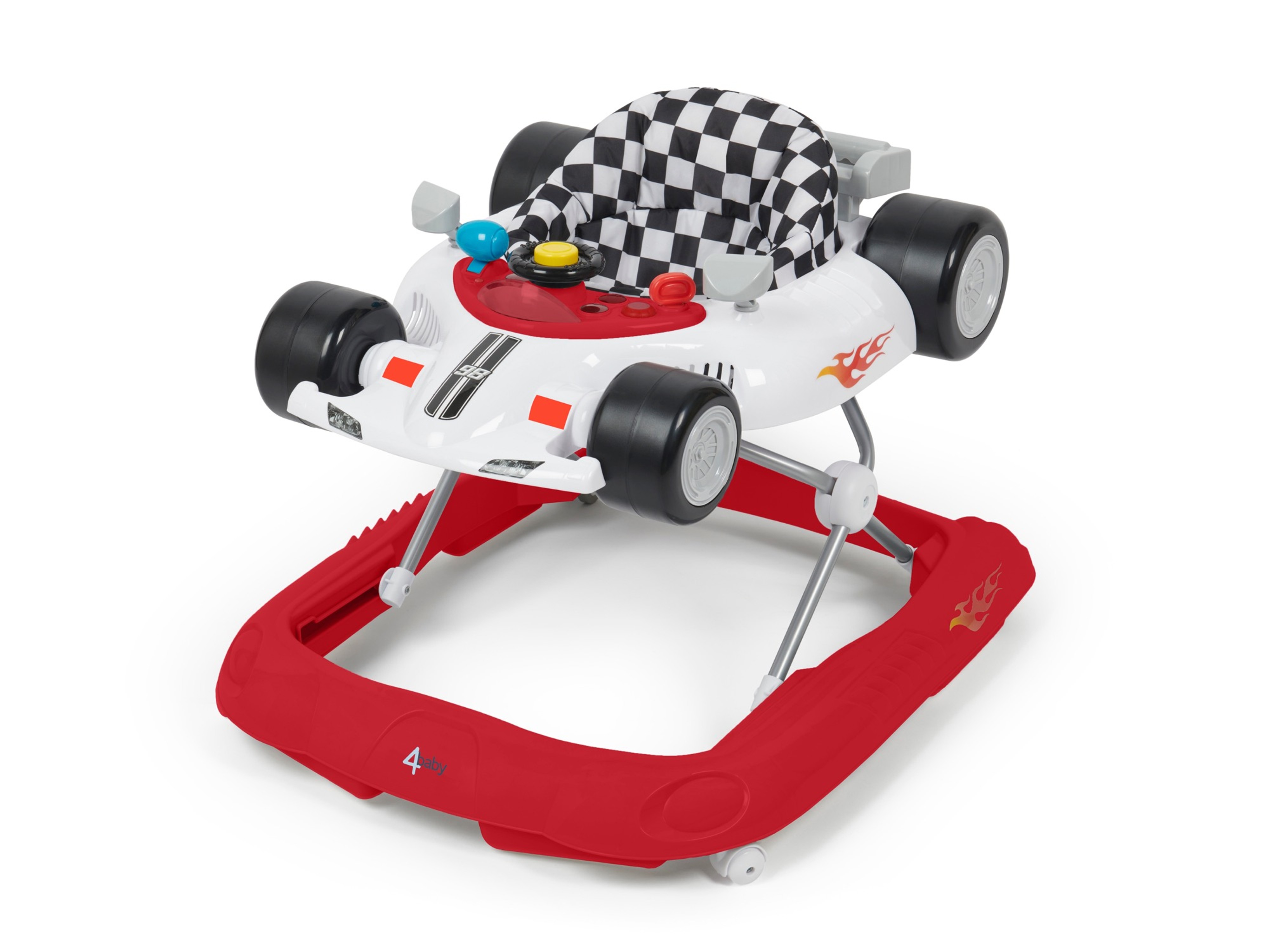 4Baby Racing Car Walker Red-White | Baby Bunting NZ