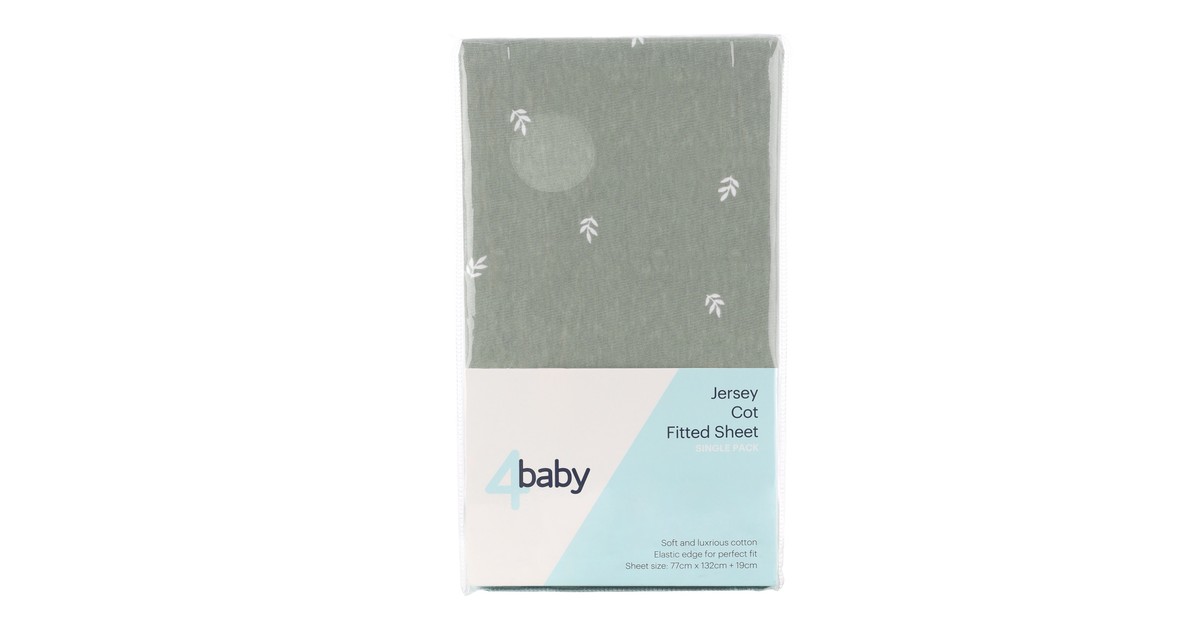 4baby Cot Fitted Sheet Foliage Sage | Baby Bunting NZ