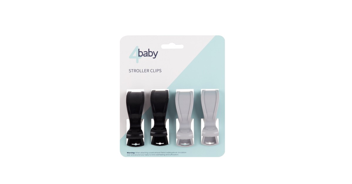 4baby Stroller Clips 4 Pack Black Grey | Baby Bunting AU