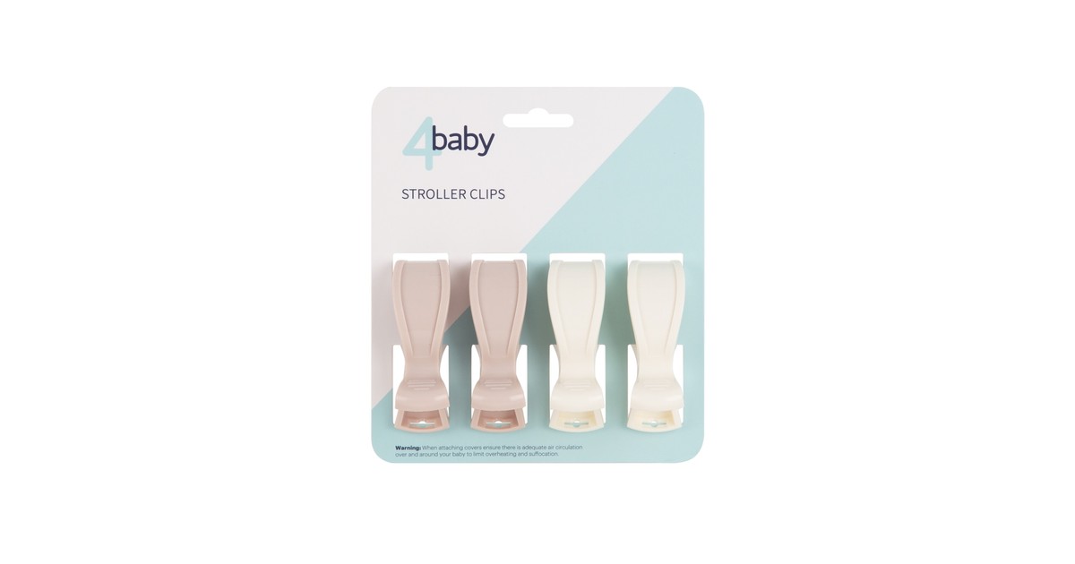4baby Stroller Clips 4 Pack Blush Ivory | Baby Bunting AU