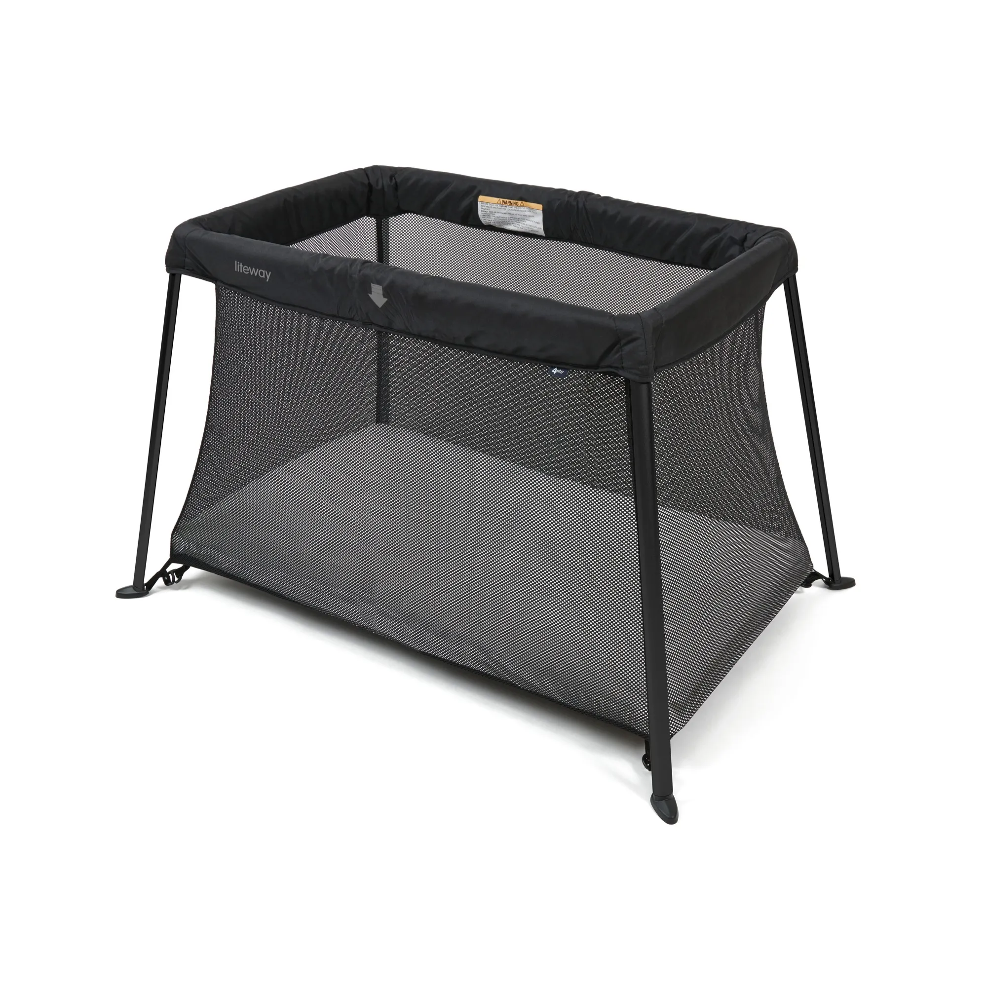 4baby Liteway Travel Cot With Fitted Sheet Jet Black | Baby Bunting NZ