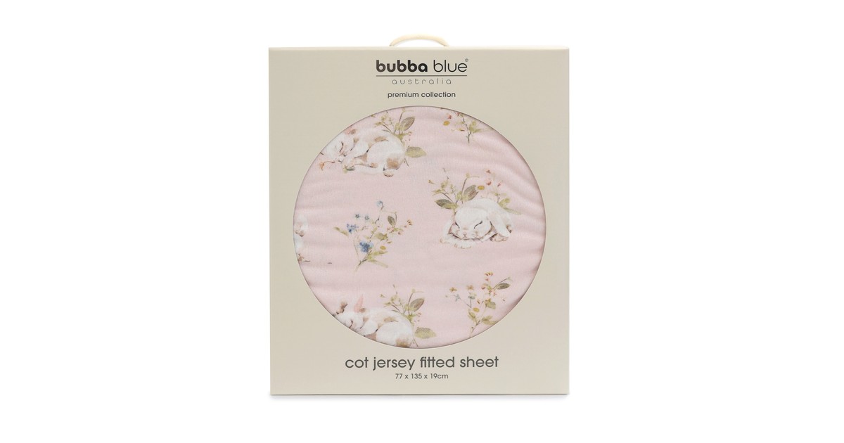 Bubba Blue Jersey Cot Fitted Sheet Sleeping Bunny | Baby Bunting AU