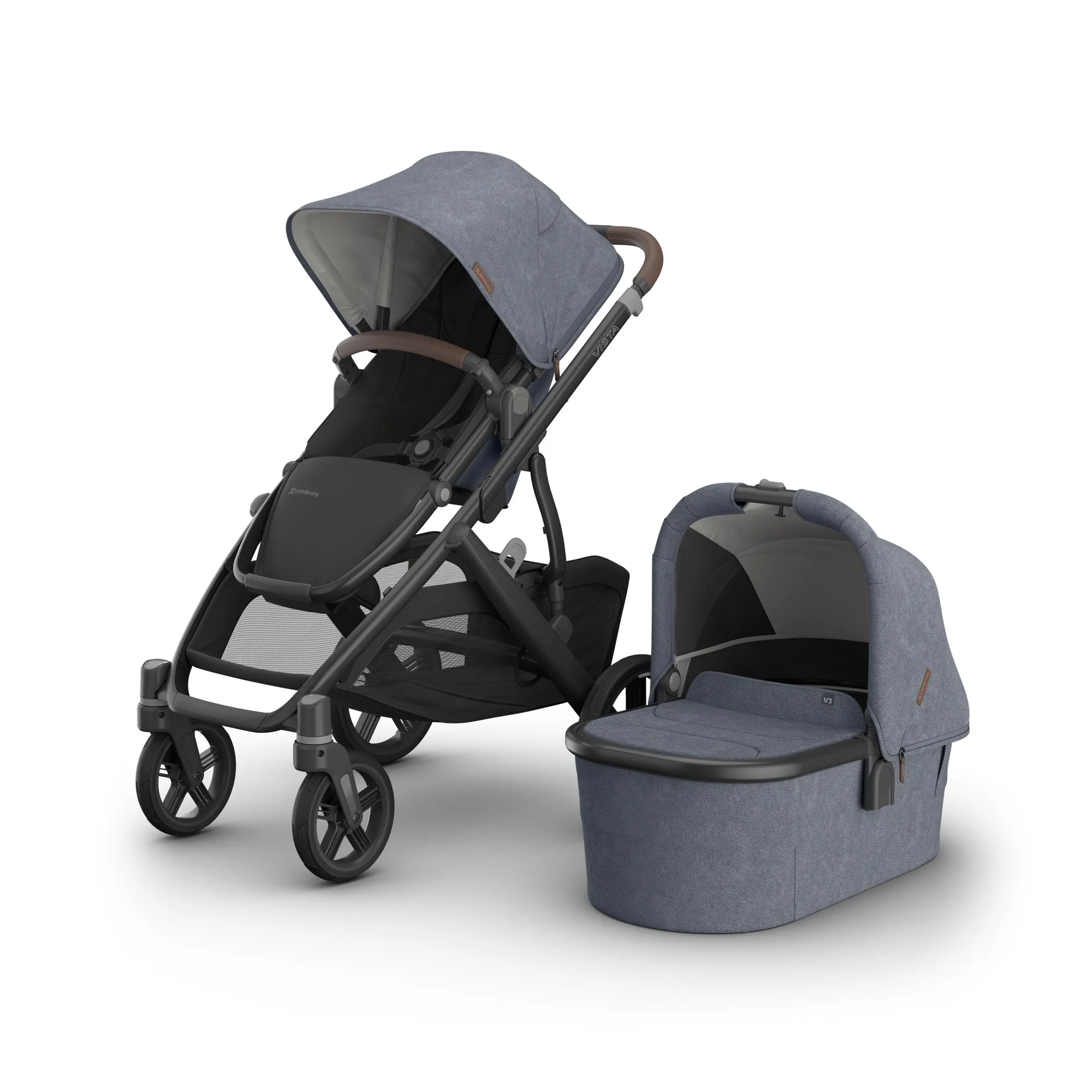 Uppababy Vista V3 With Bassinet Dusty Blue Melange Julian | Baby Bunting AU