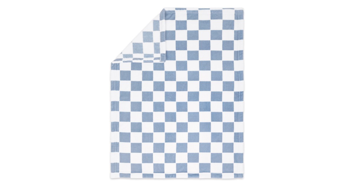 4Baby Blanket Burnout Blue Checkerboard | Baby Bunting NZ
