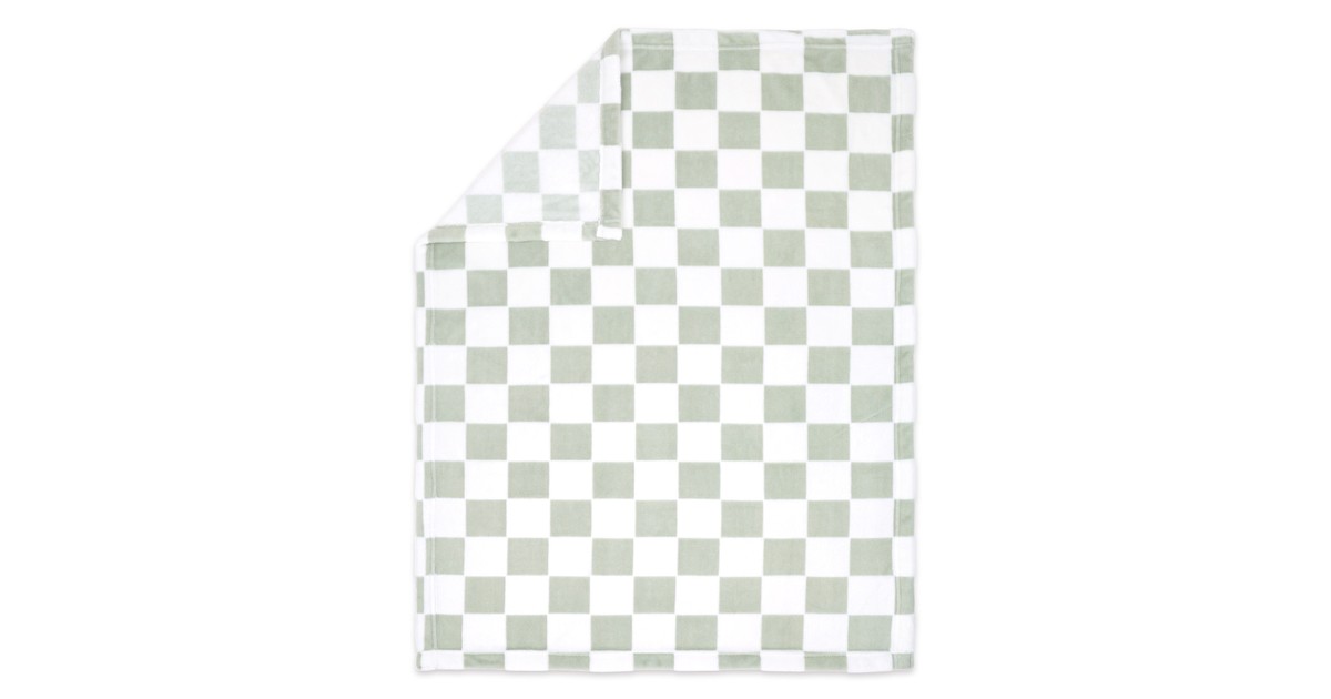 4baby Burnout Blanket Sage Checkerboard | Baby Bunting NZ