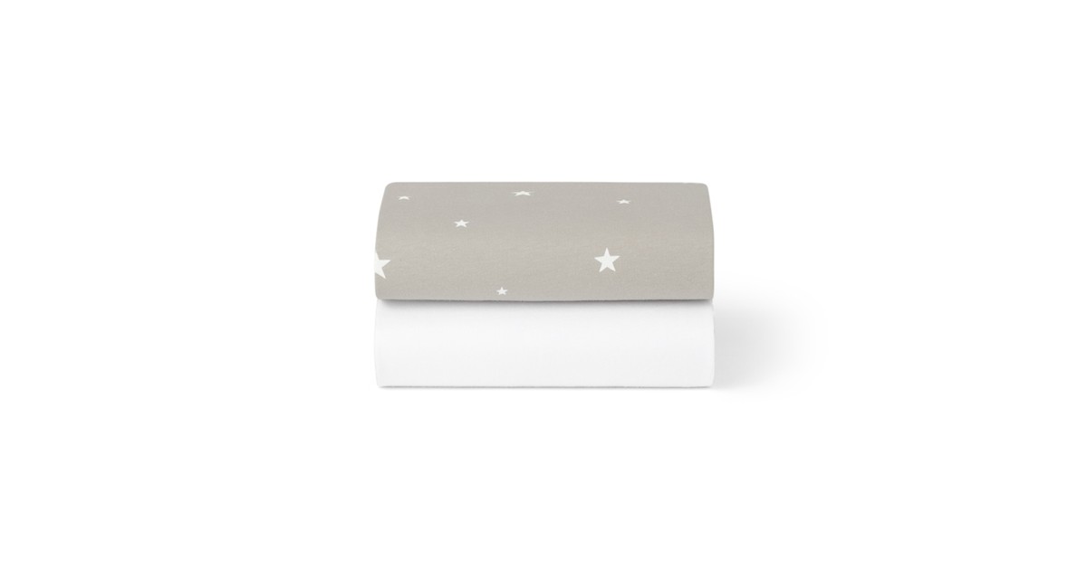 Snuzpod 5 Fitted Sheets 2 Pack Star White/Grey | Baby Bunting NZ