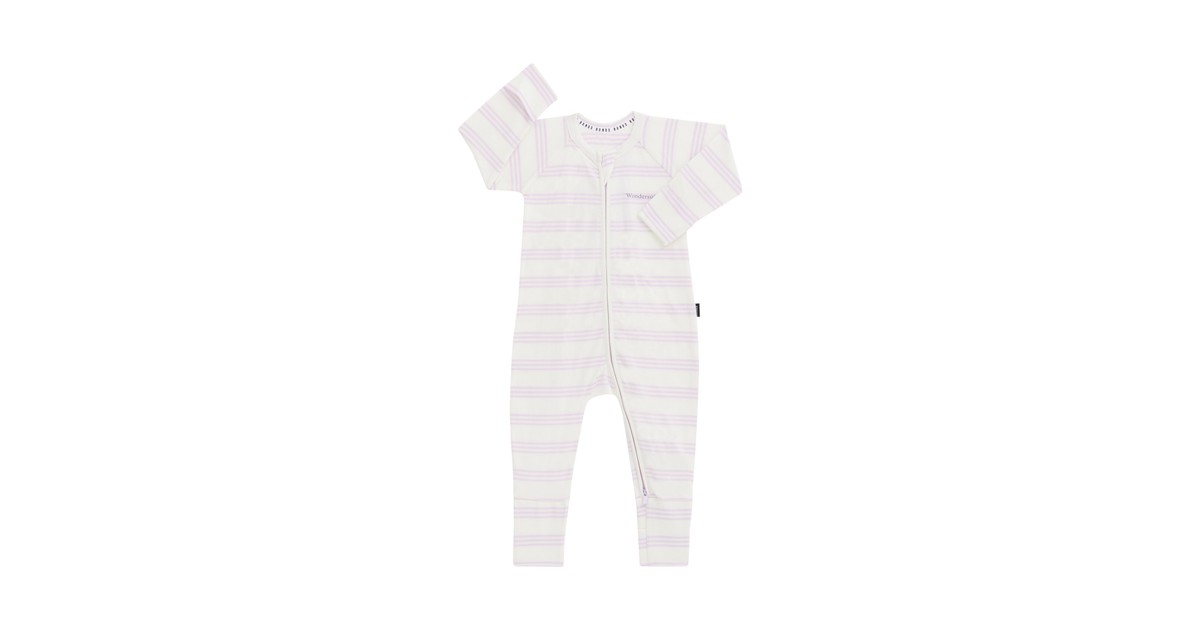 Bonds Coverall Stripe Lilac | Baby Bunting NZ
