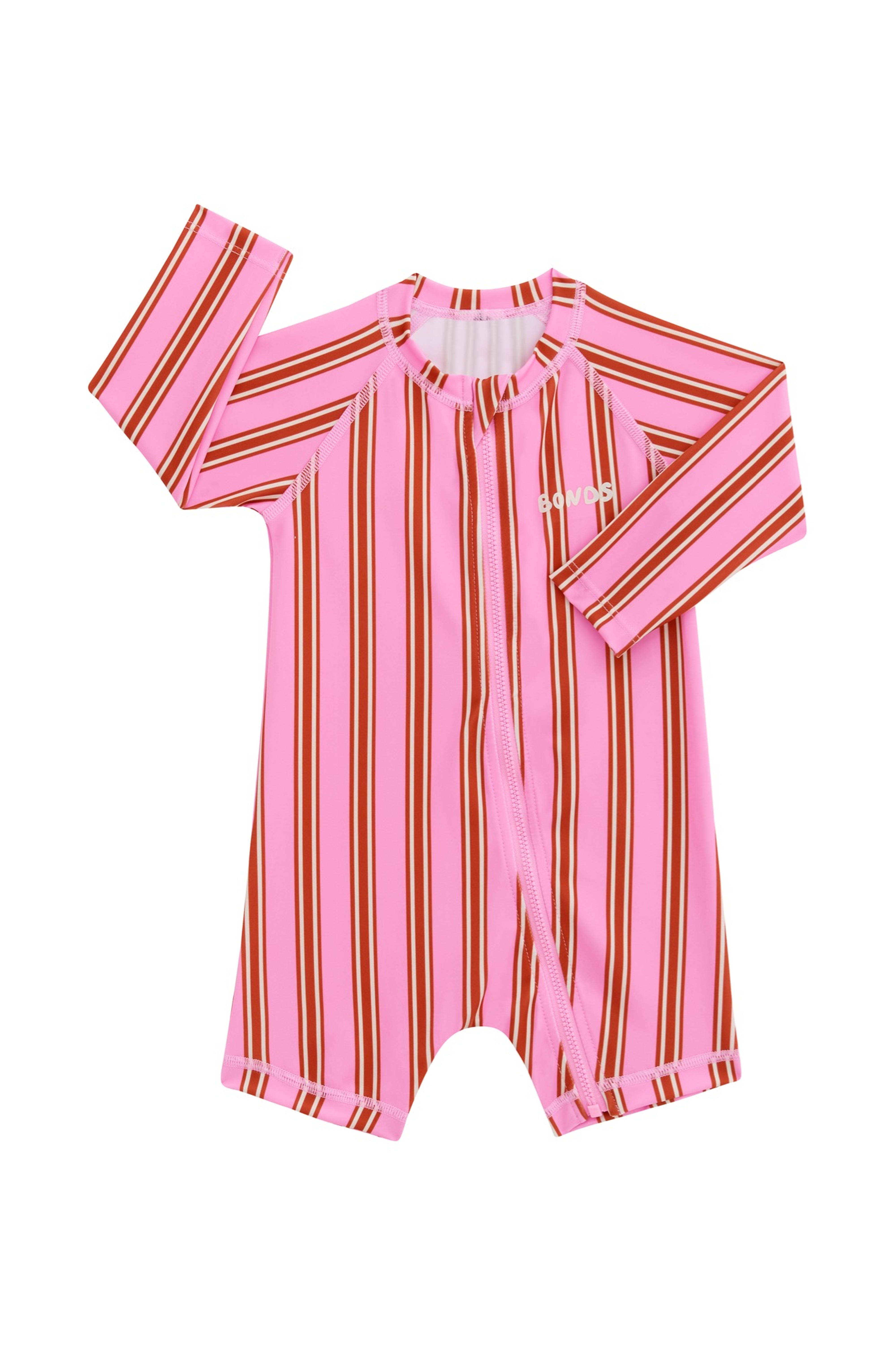 Bonds Swim Suit Zip Deck Chair Stripe Pink | Baby Bunting NZ