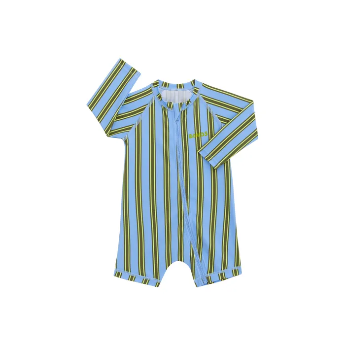 Bonds Swim Suit Zip Deck Chair Stripe Blue | Baby Bunting NZ