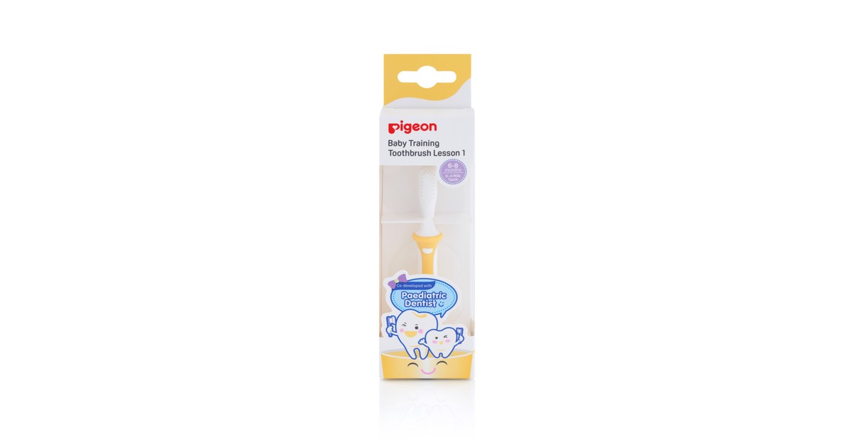 Pigeon Step 1 Training Toothbrush Yellow | Baby Bunting AU