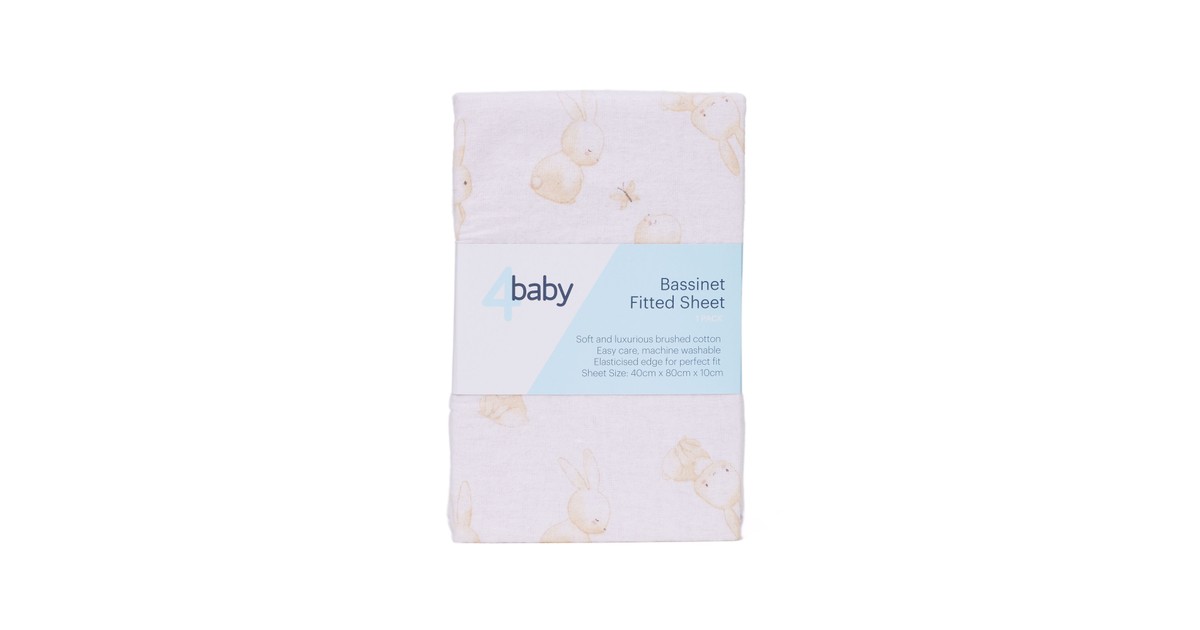 4baby Flannel Bassinet Fitted Sheet Bunny | Baby Bunting AU