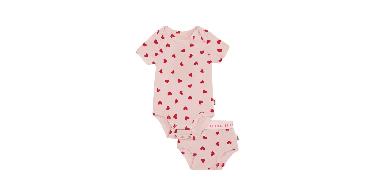 Bonds 2 Pack Organic Set Love Heart Sparkle | Baby Bunting NZ