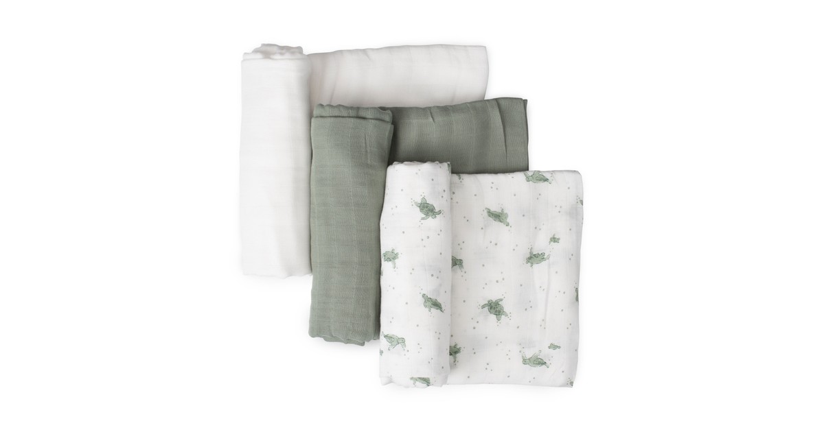 Little Bamboo Muslin Wraps 3 Pack Turtle Bay | Baby Bunting AU