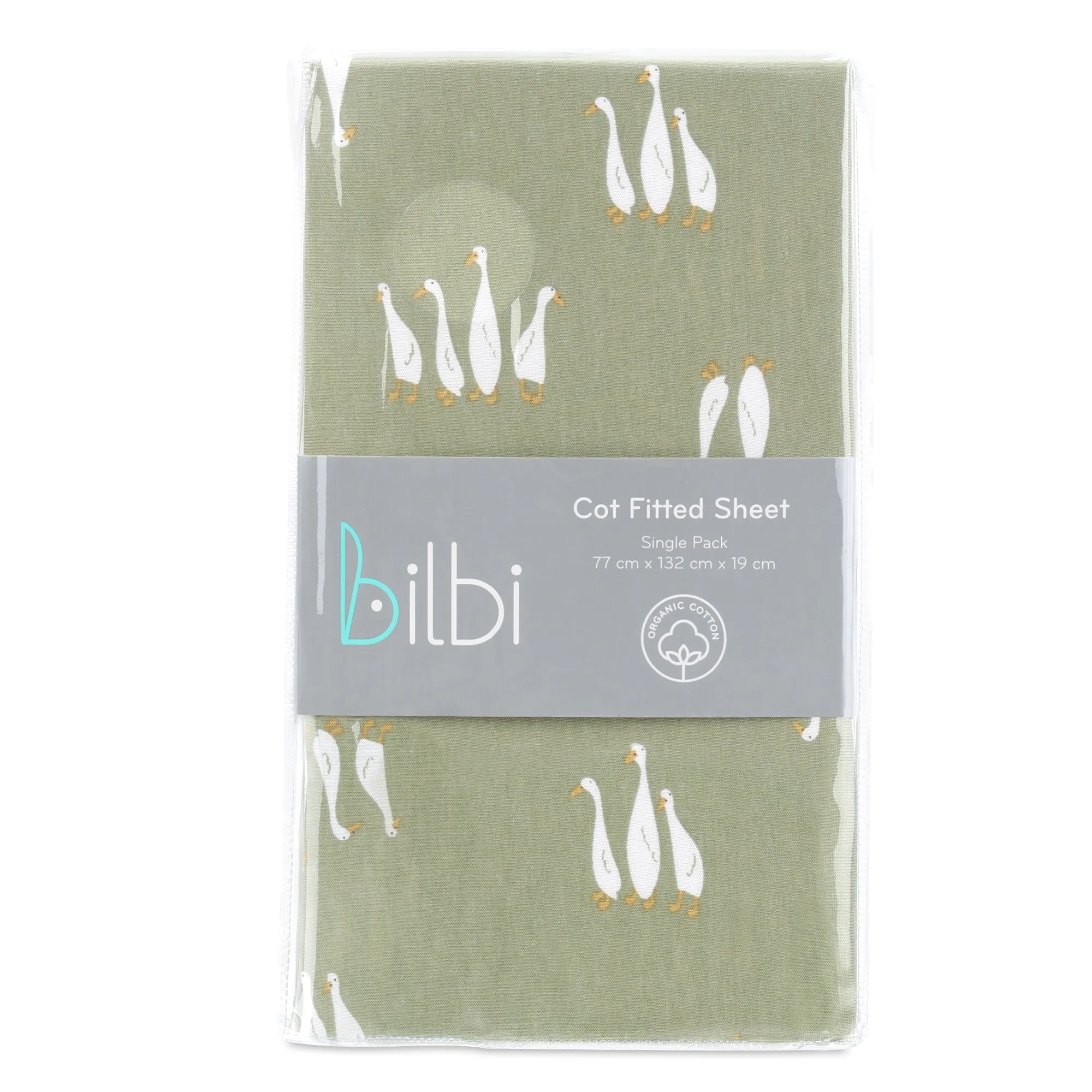 Bilbi Cot Fitted Sheet Sage Ducks | Baby Bunting AU