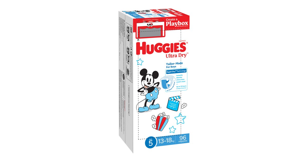 Huggies Nappies Walker Boy Mega 96 Pack Size 5 | Baby Bunting AU