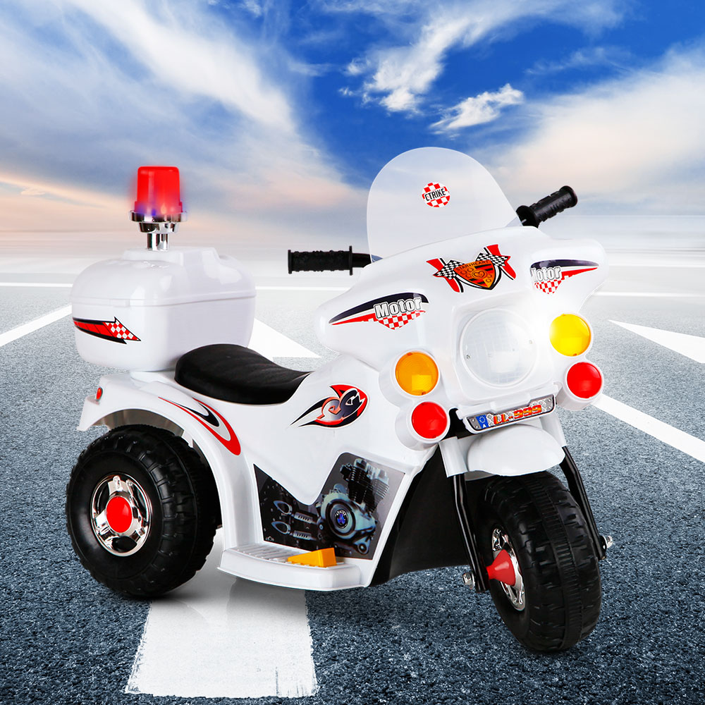 Rigo Ride on Bike 6V Motorcycle - White | Vehicles | Baby Bunting AU