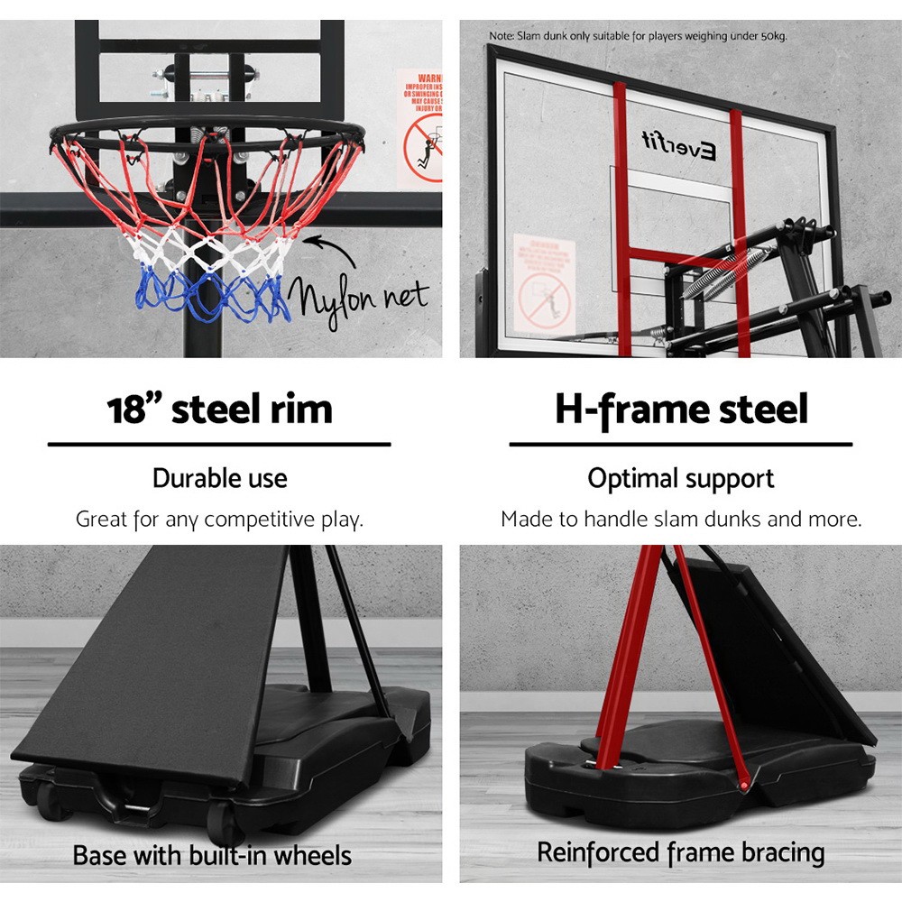 Everfit Basketball Hoop 3.5m - 110cm Backboard - Black | Mid Season ...