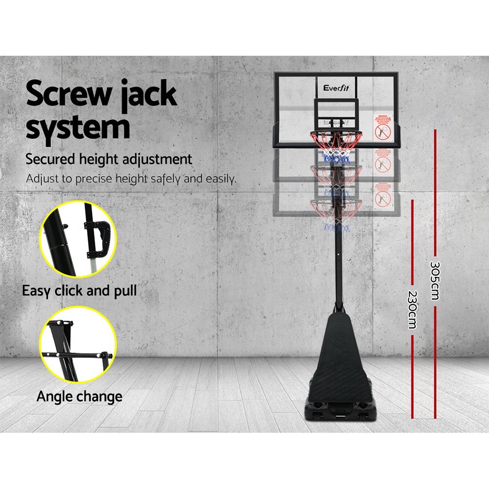 Everfit Basketball Hoop 3.5m - 110cm Backboard - Black | Mid Season ...