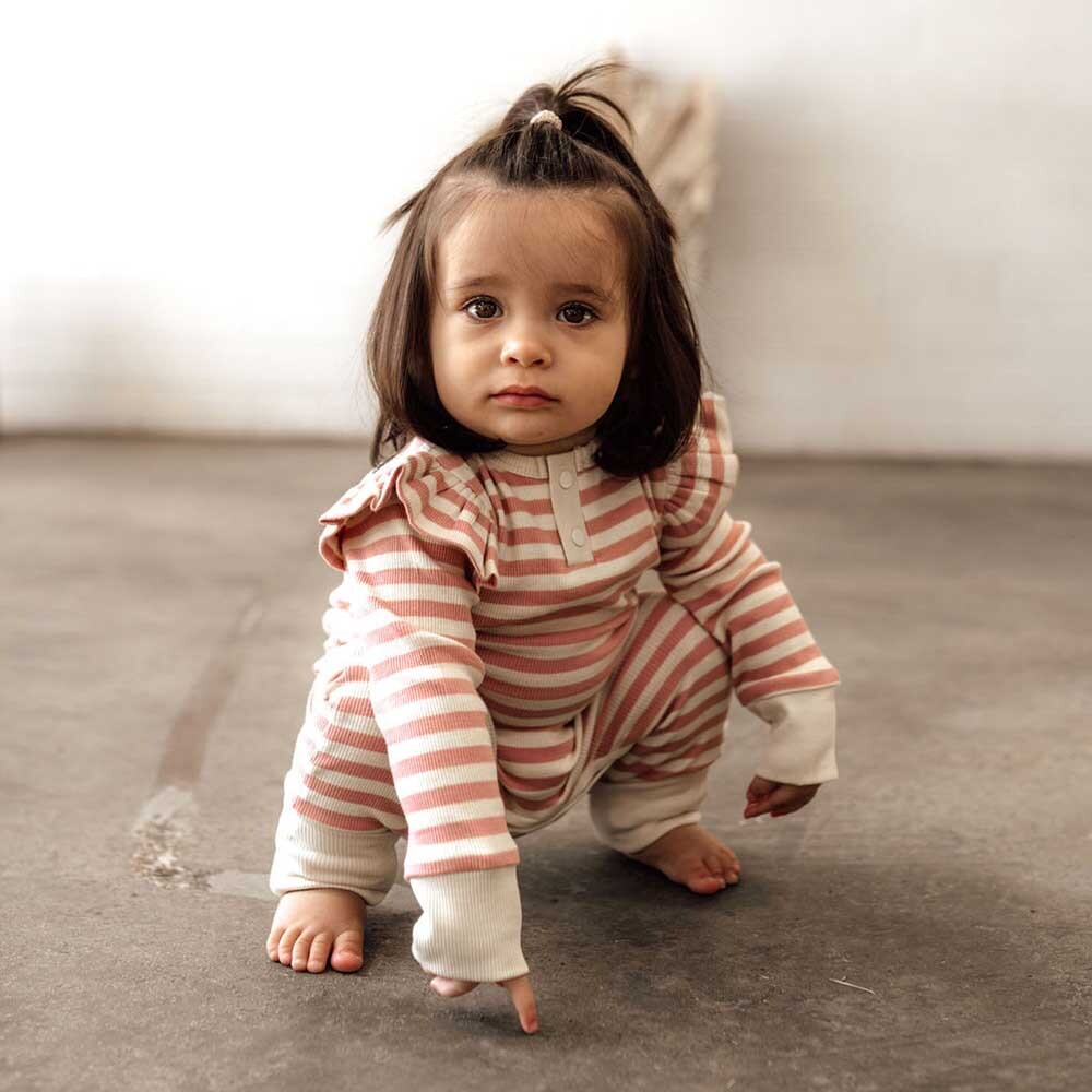 Snuggle Hunny Rose Stripe Organic Growsuit | Baby Onesies | Baby Bunting AU