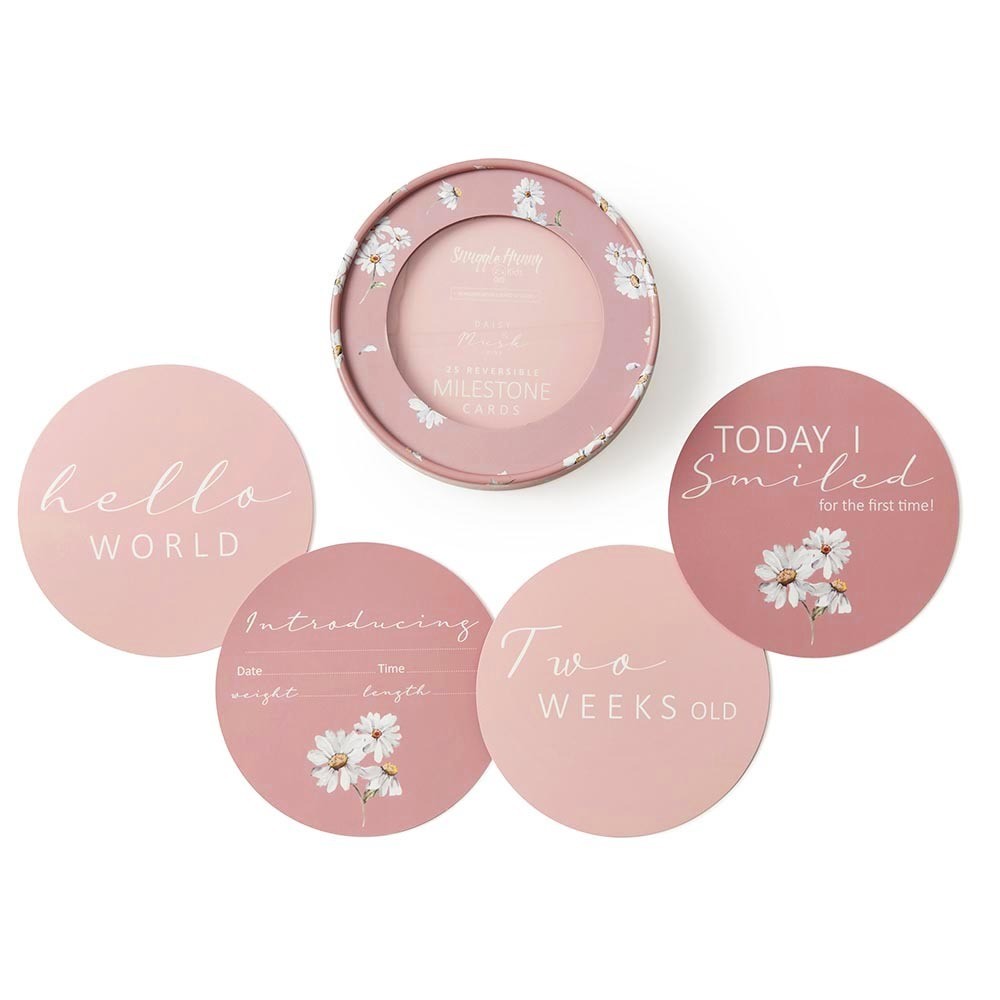 Snuggle Hunny Daisy & Musk Pink Reversible Milestone Cards | Cards ...