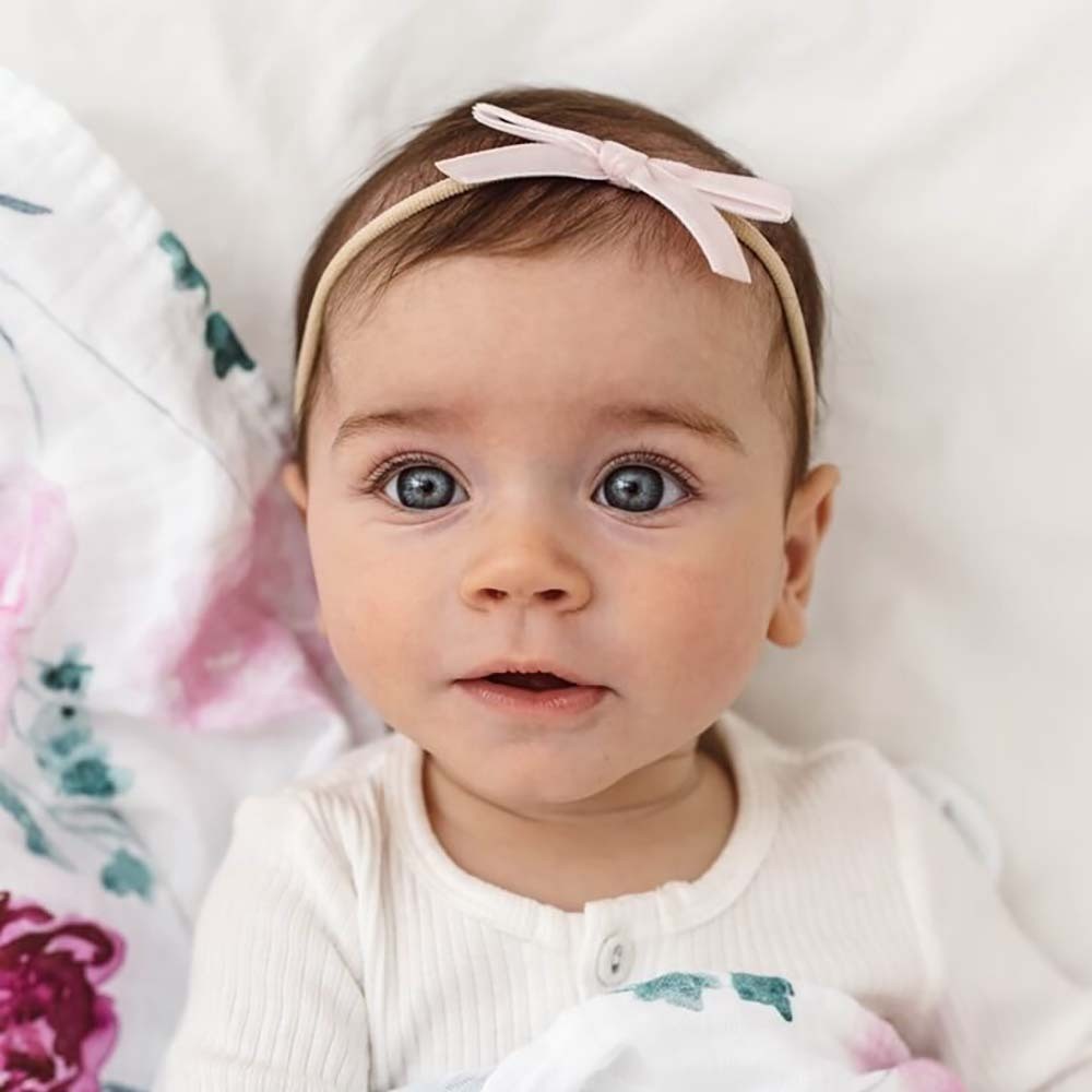 Snuggle Hunny Lullaby Pink Velvet Bow | Baby Hair Clips | Baby Bunting AU