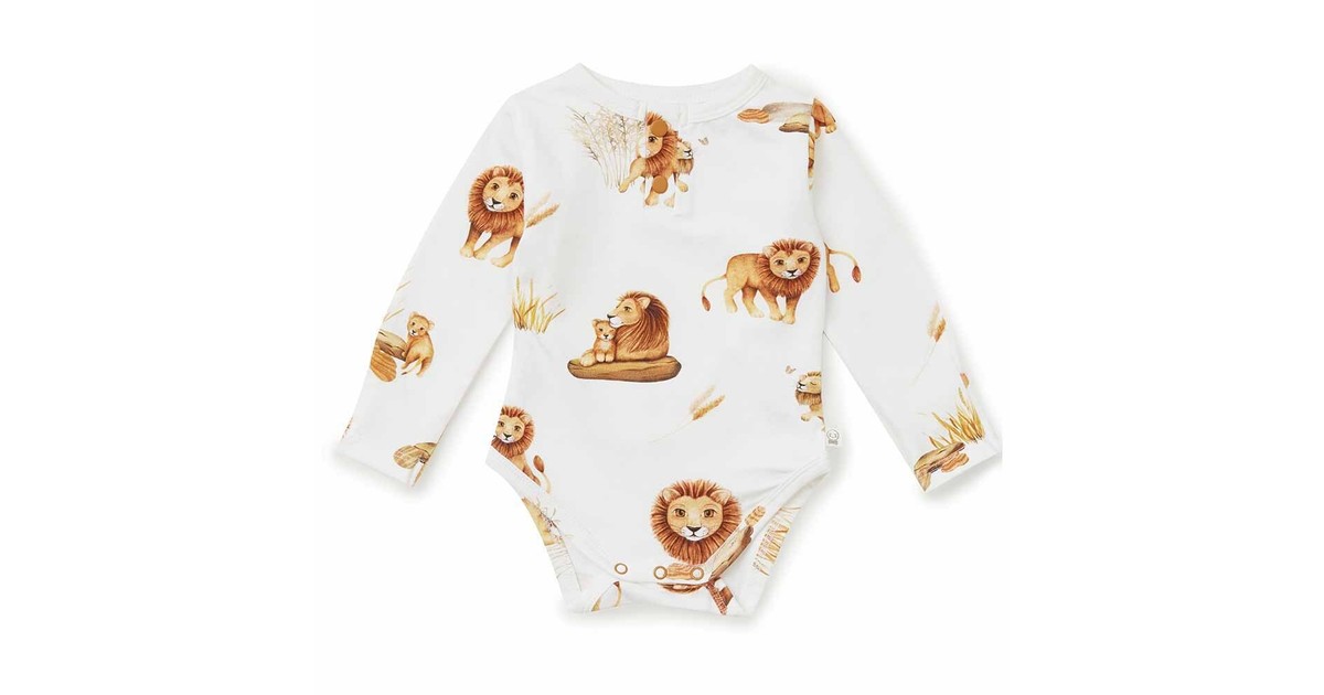 Snuggle Hunny Lion Long Sleeve Organic Bodysuit | Baby Bunting AU