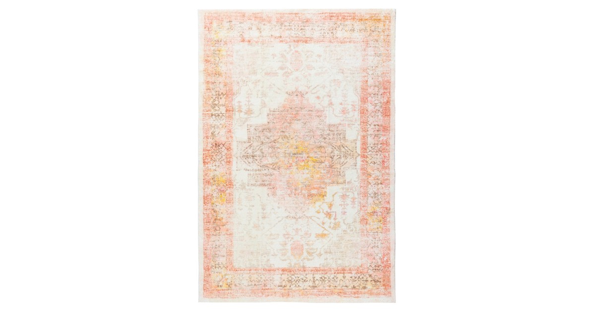 Miss Amara Marissa Orange Peach and Cream Medallion Washable Rug | Baby ...