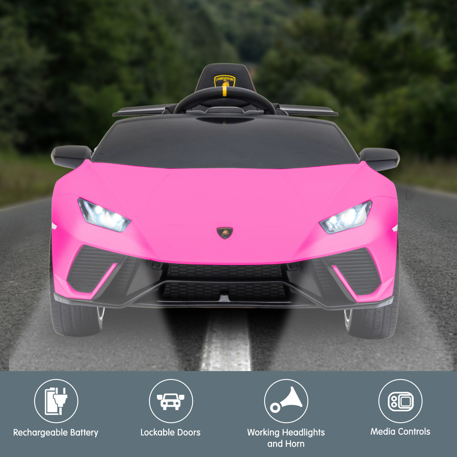Lamborghini Performante Kids Electric Ride On Car Remote Control Pink ...