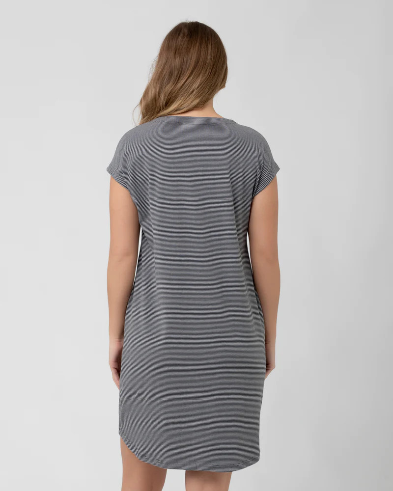 Ripe Maternity Blake Organic Short Sleeve Nightie Gunship / White ...