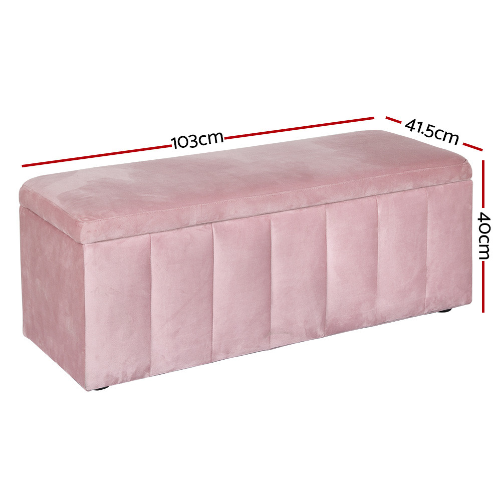 Artiss Storage Ottoman Velvet Chest - Pink | Glider Chairs & Ottomans ...