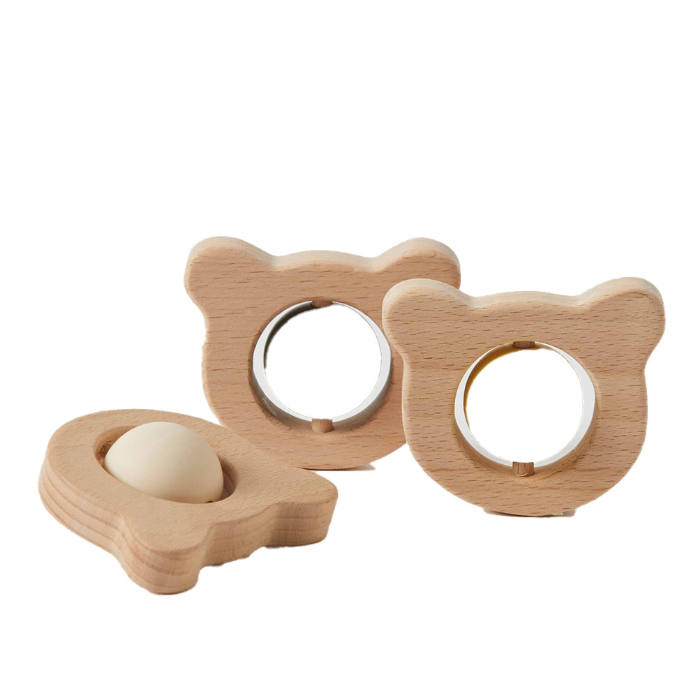 Nordic Kids Bowie Bear Teether Silicone/Wood Teething Toy Assorted ...