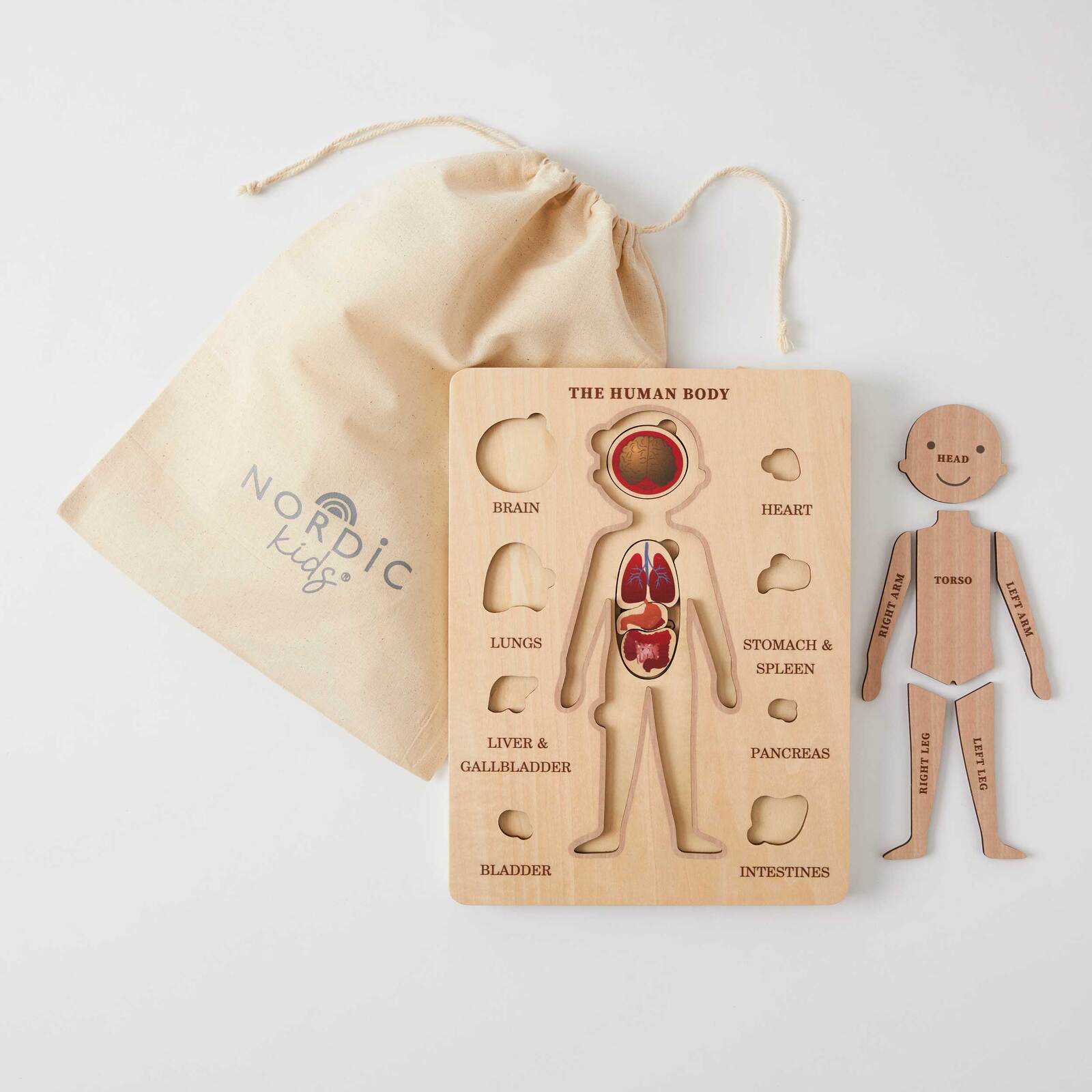 Nordic Kids Childrens The Human Body Interactive Wood Educational Toy ...