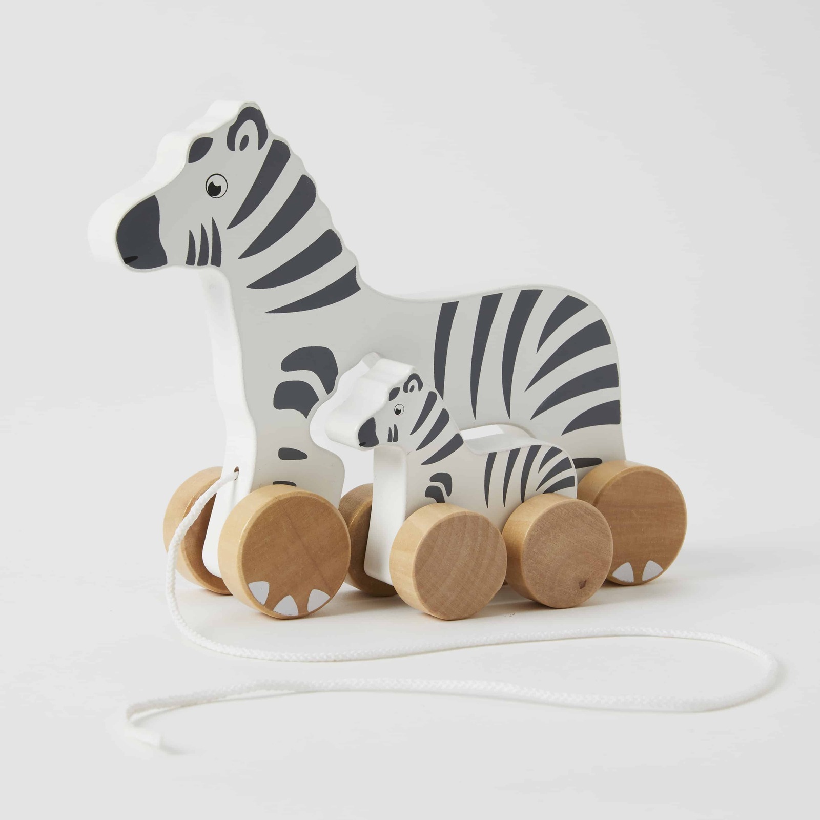Zookabee Wooden Zebra & Baby Interactive Kids Pull Along Play Toy Set ...