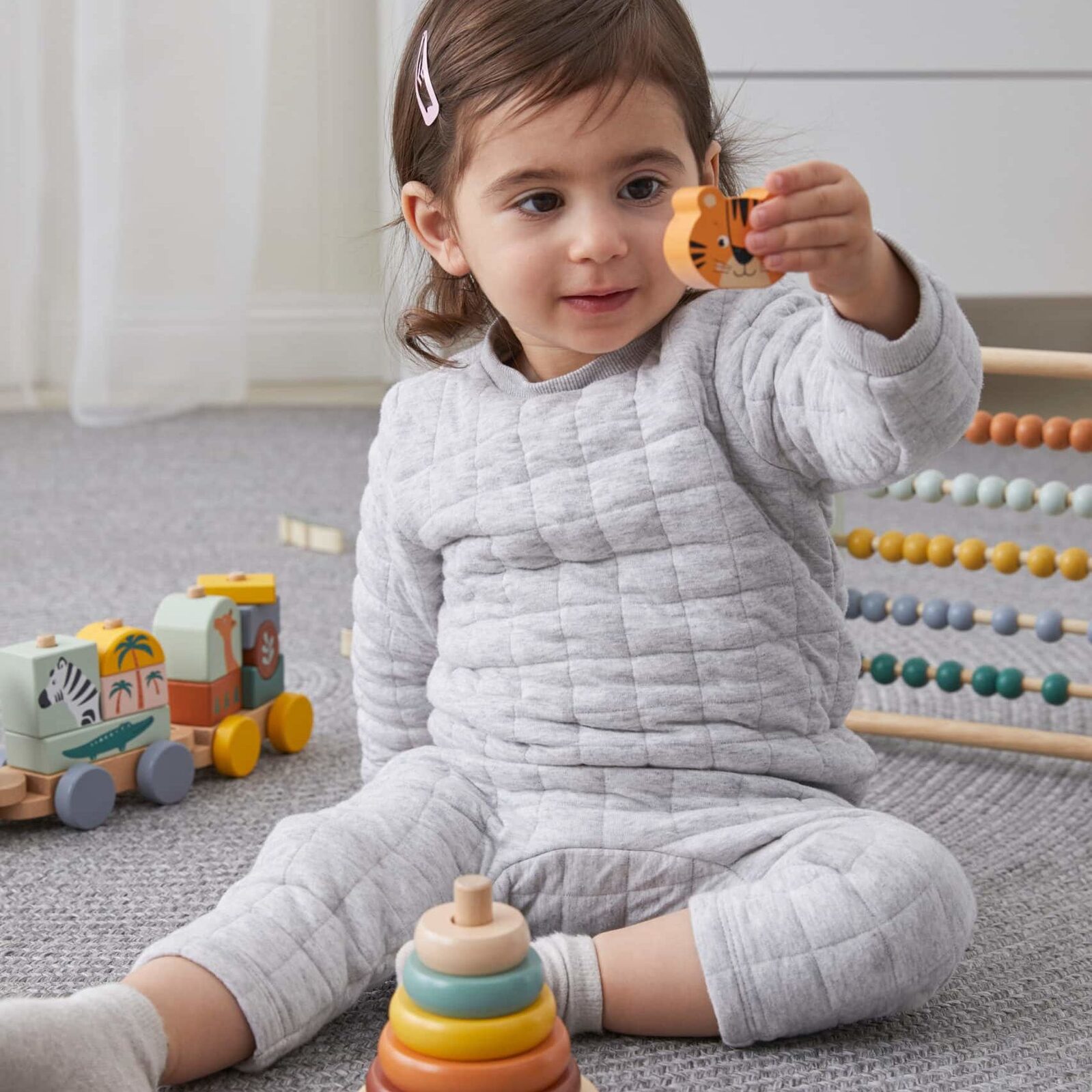 7pc Zookabee Wood Tiger Tower Rings Interactive Children's Educational ...