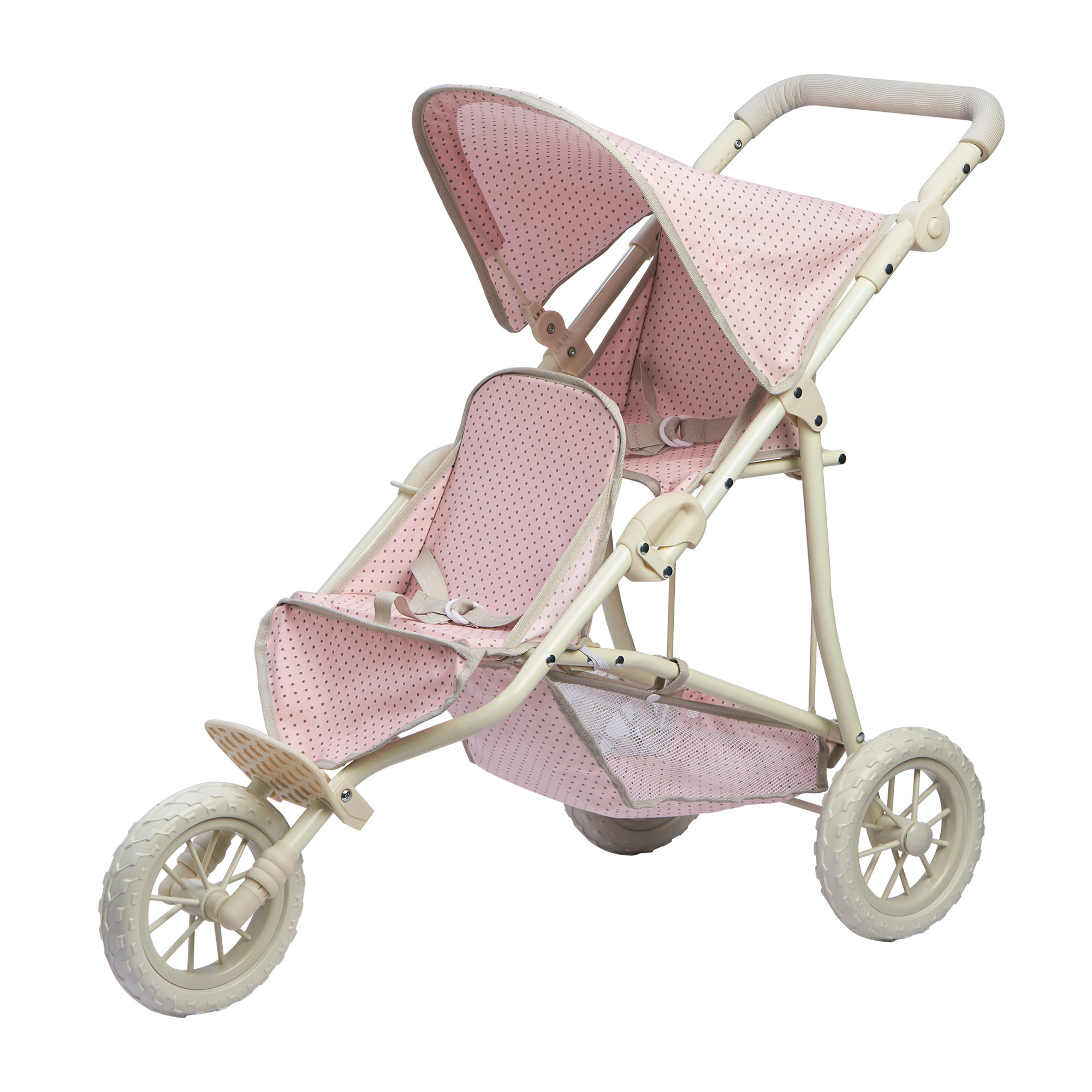 Polka Dots Princess Baby Doll Twin Jogging Stroller-Pink & Grey ...