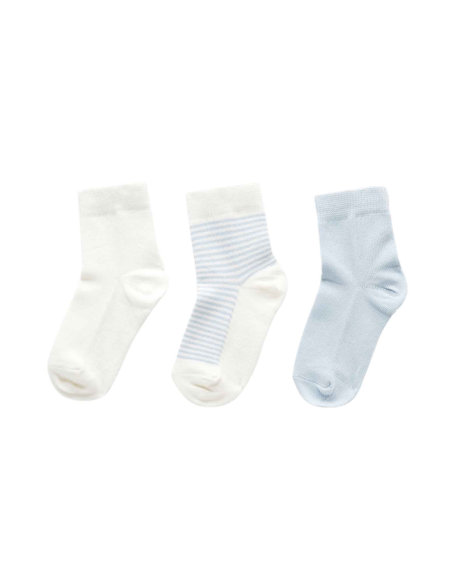 Purebaby Sock - Pale Blue 3 Pack | Baby Bunting AU