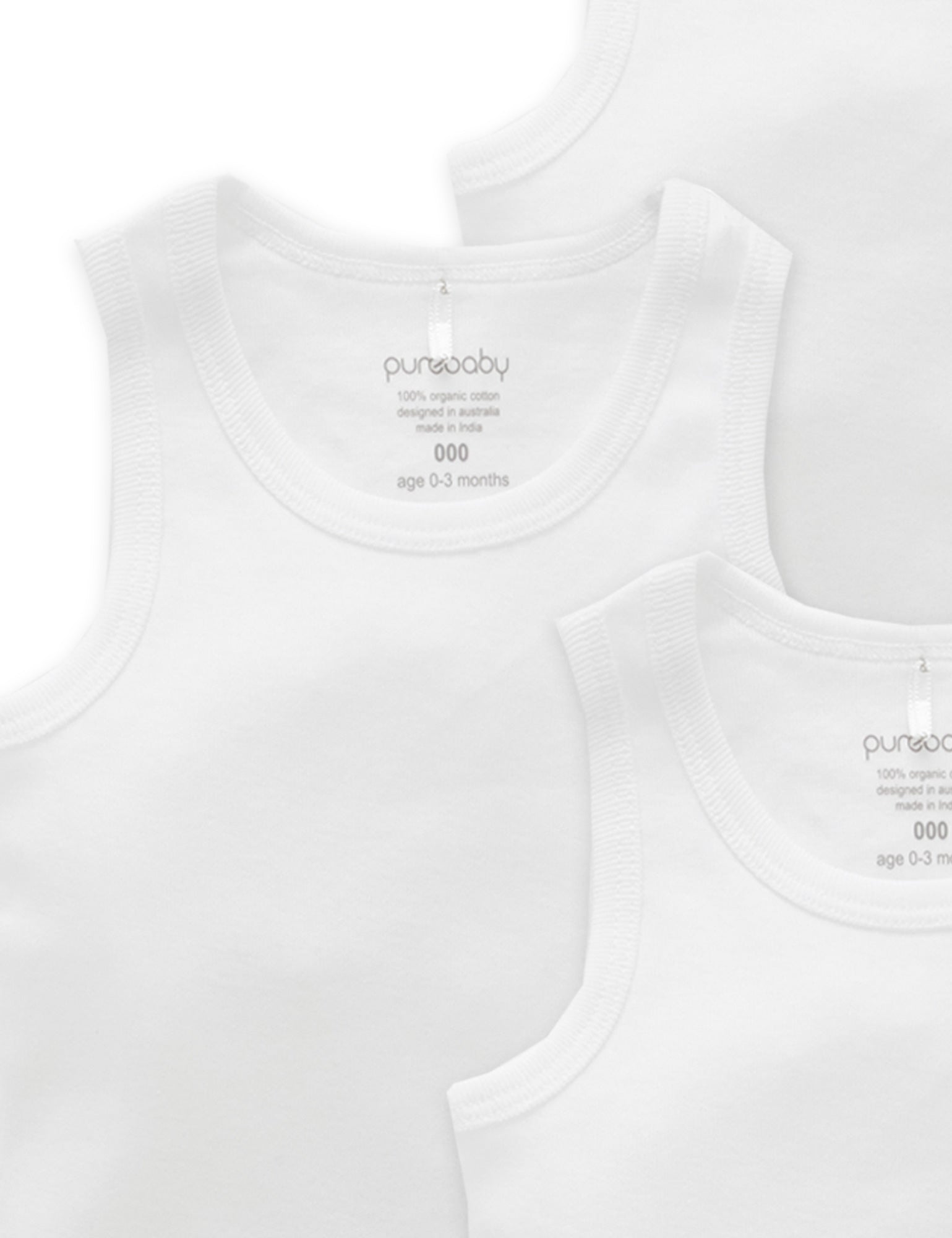 Purebaby Rib Singlet - White 4 Pack | Baby Singlets | Baby Bunting AU