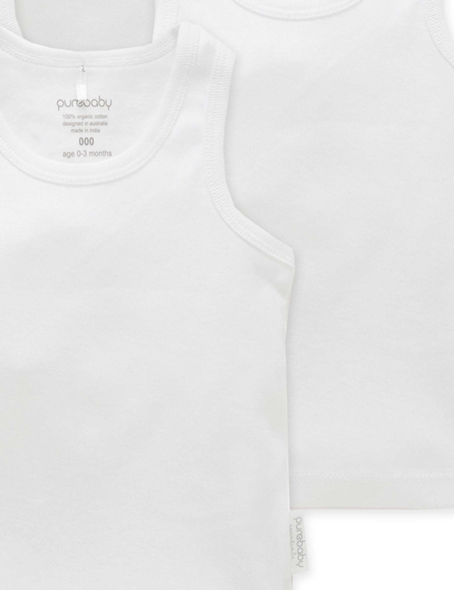 Purebaby Rib Singlet - White 4 Pack | Baby Singlets | Baby Bunting AU