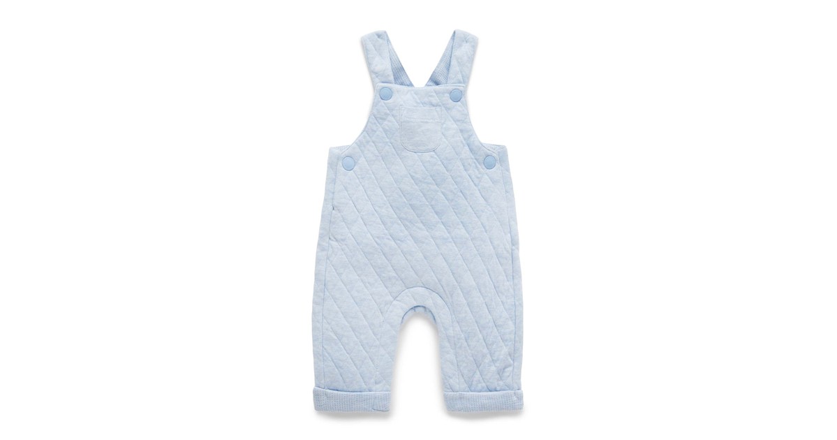 Purebaby Quilted Overall Soft Blue Melange | Baby Bunting AU