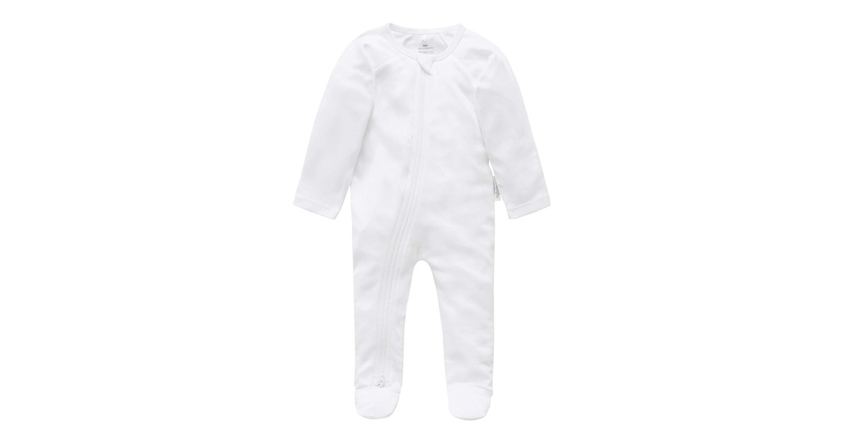 Purebaby Zip Growsuit White | Baby Bunting AU
