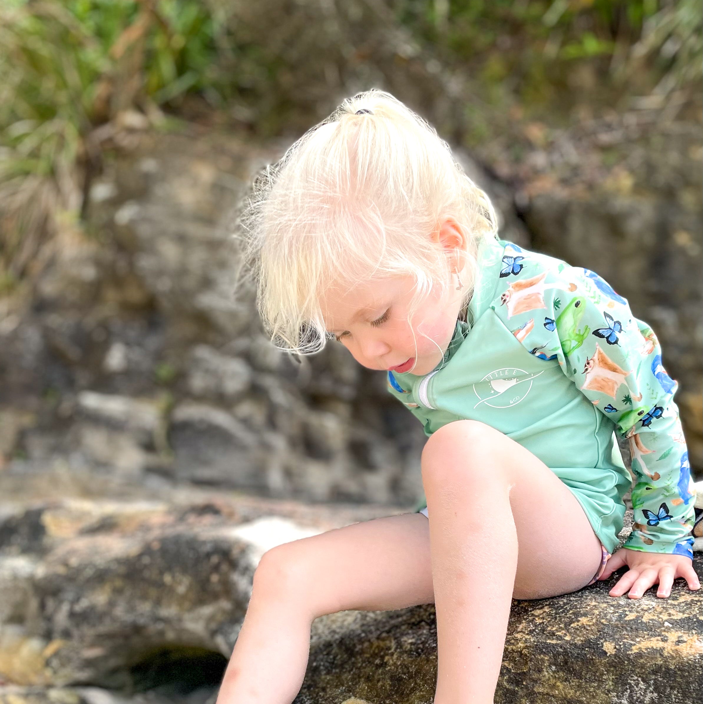 Little E & Co Long Sleeve Rashie - Forest | Baby Swimwear | Baby Bunting AU