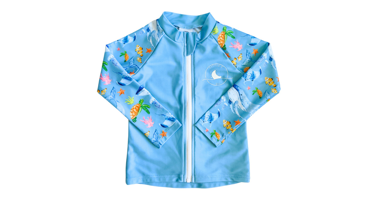 Little E & Co Long Sleeve Rashie - Ocean | Baby Bunting AU