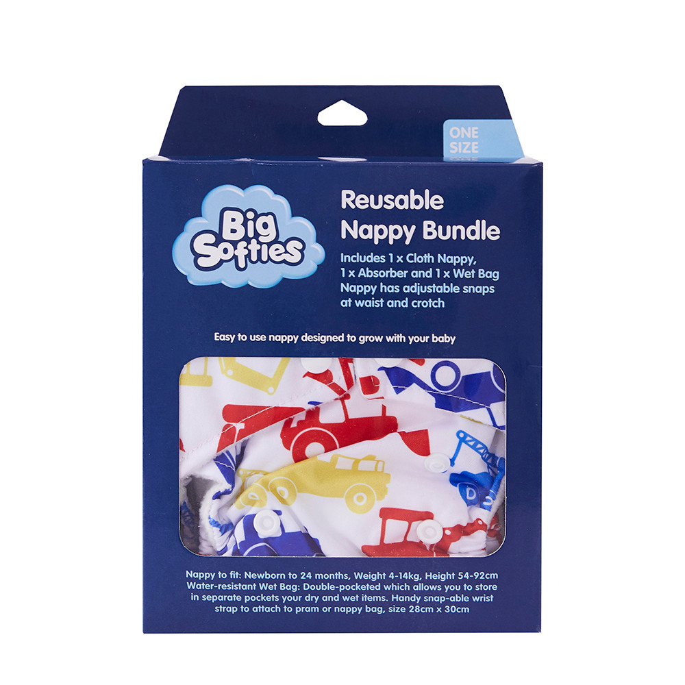 Big Softies Reusable Nappy & Wet Bag Bundle - Machine | Cloth | Baby ...