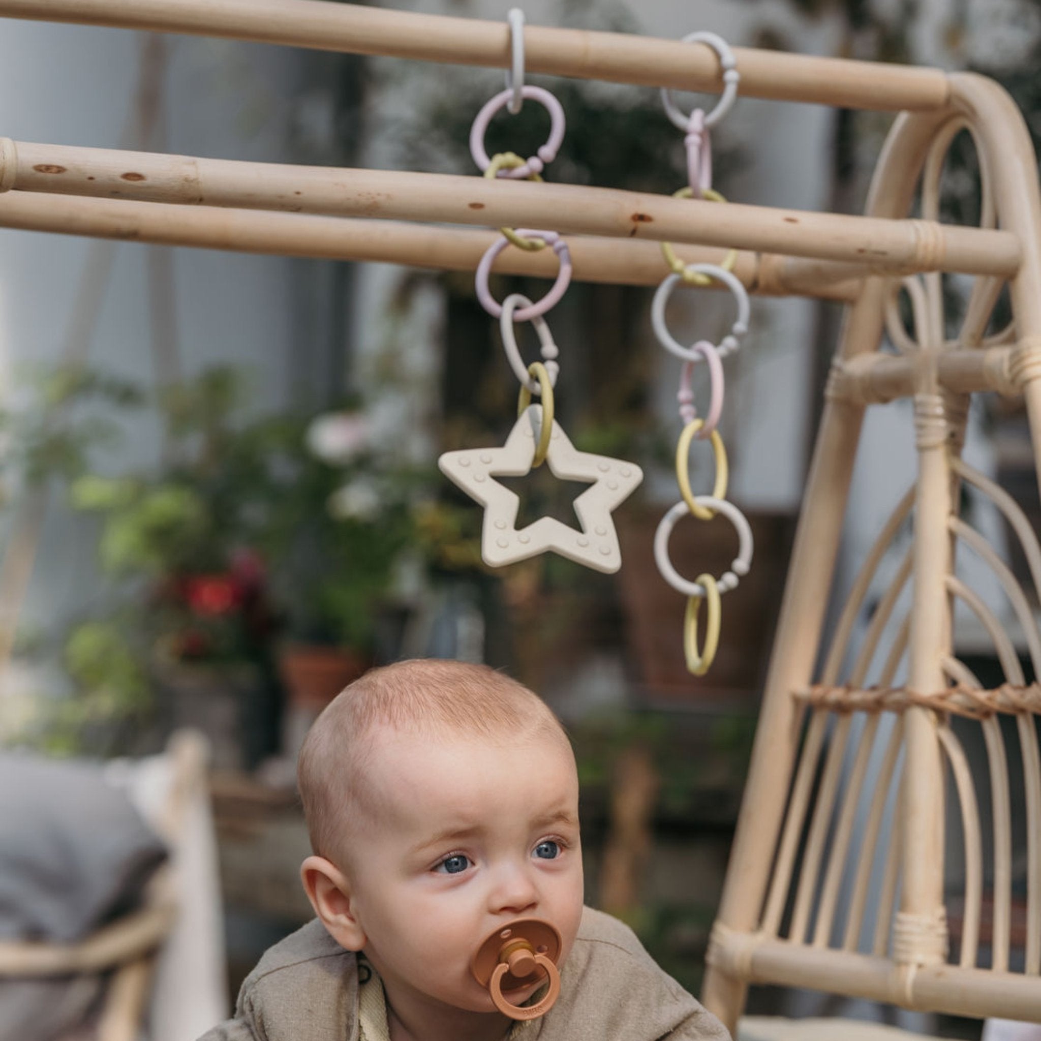 Bibs Loops - Ivory/Honey Bee/Sand | Interactive Toys | Baby Bunting AU