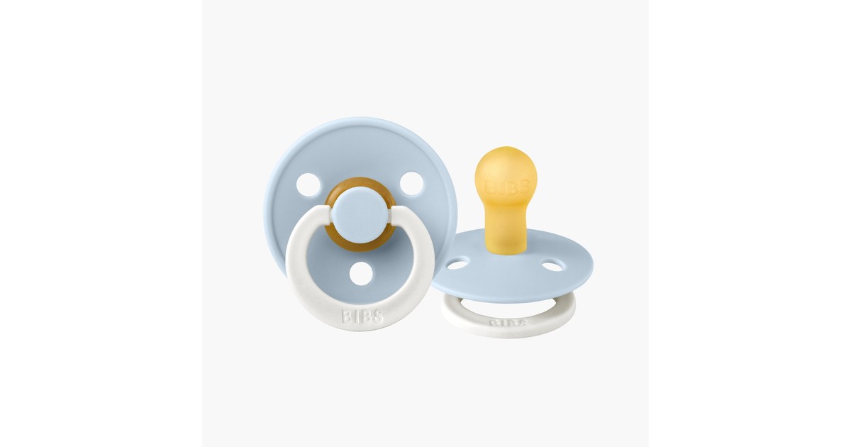 BIBS Colour Round S2 GLOW Dummy - Baby Blue 2 Pack | Baby Bunting AU