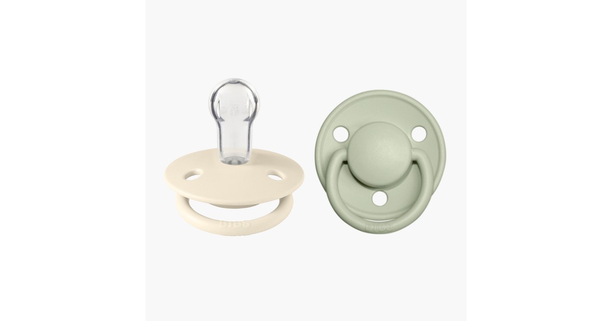 BIBS De Lux Dummy - Ivory/Sage 2 Pack | Baby Bunting AU